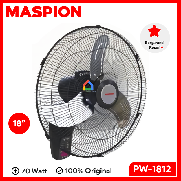 Maspion PW-1812 S Power Fan / Kipas Angin Dinding PW 1812 S [18 Inch ...