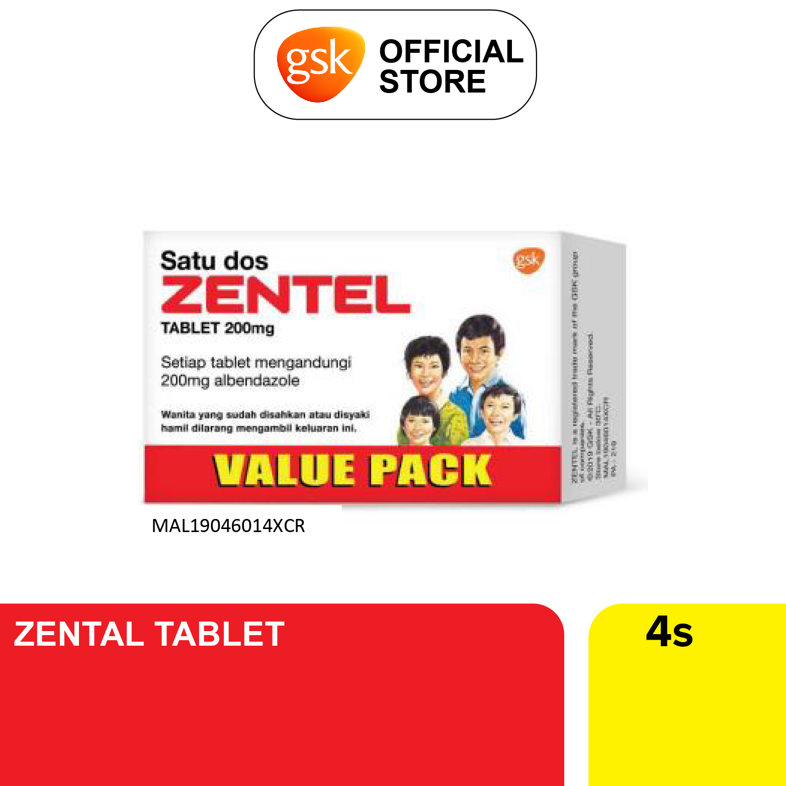 Zentel Tablet 200mg / 4s | Lazada