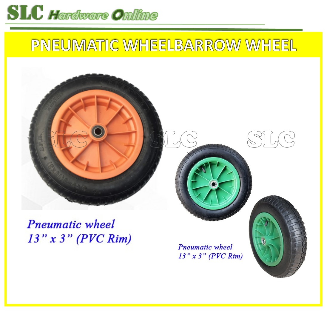 Pneumatic Wheelbarrow Wheel Tyre PVC Hub Rim 13" x 3" / Tayar Angin ...