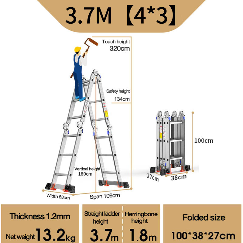 Aluminium Multipurpose Ladder 12FT 16FT 20FT Foldable Ladder Sturdy ...