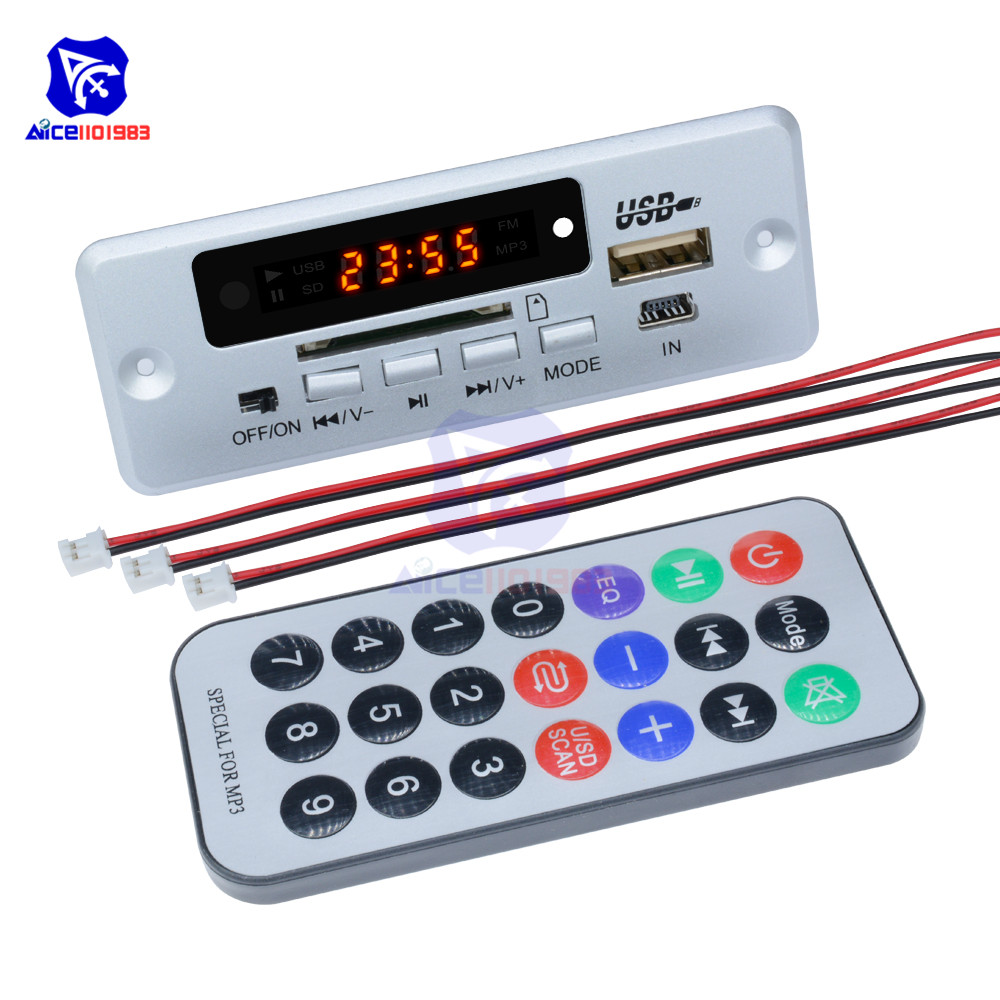 MP3 Player Bluetooth Decoder 5V Infrared Remote Control with LED Digit ...