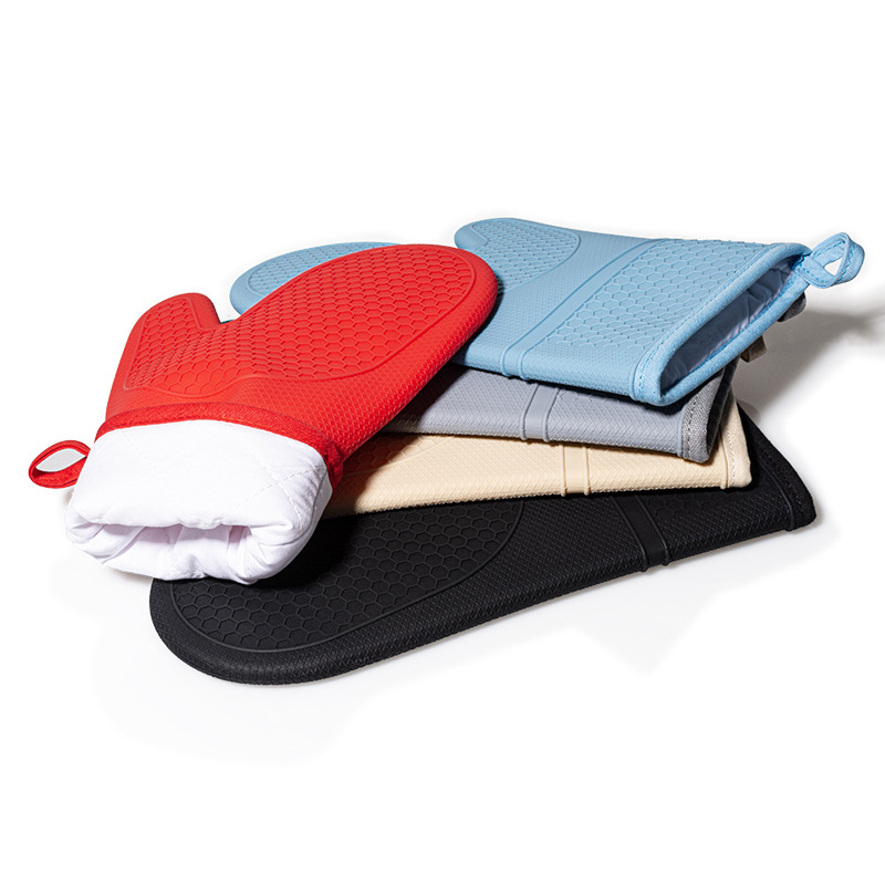 Heat Resistant Silicone Oven Mitts Set With Soft Cotton Lining, Long ...