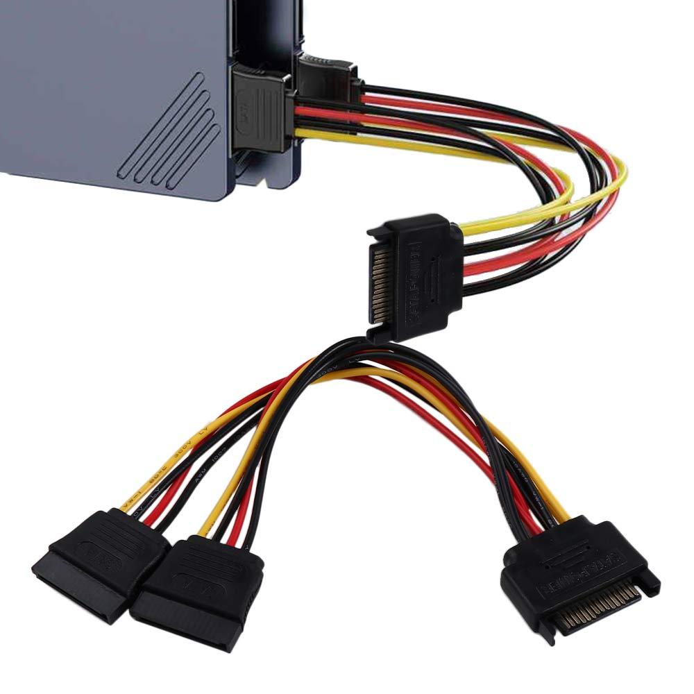 15Pin Converter Y Splitter PSU Extension Cable SATA Male To 2 Female ...