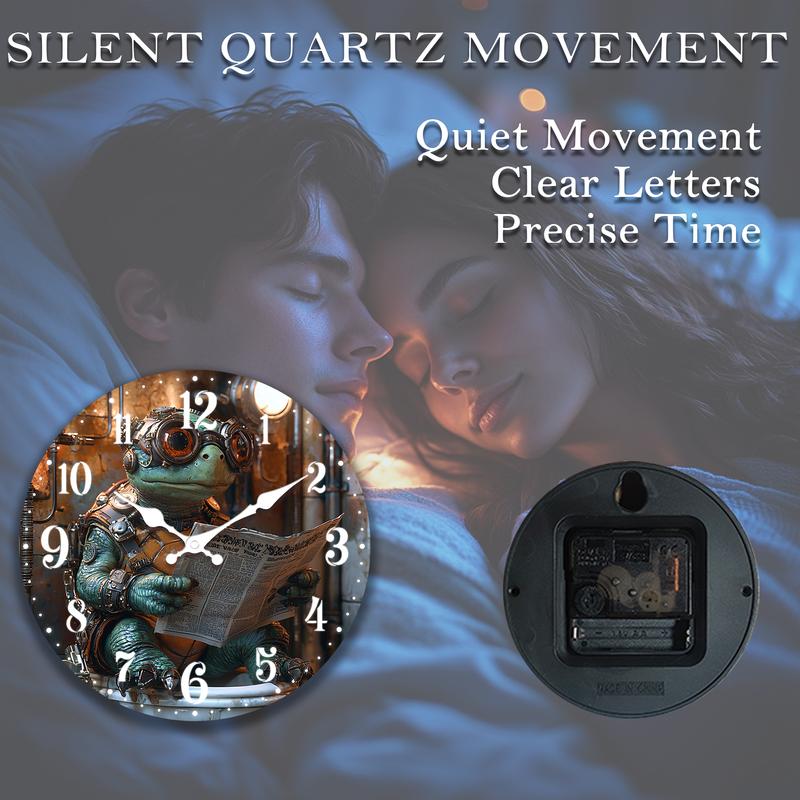 Fashion Steampunk frog reading newspaper Quartz Analog Wooden Silent ...