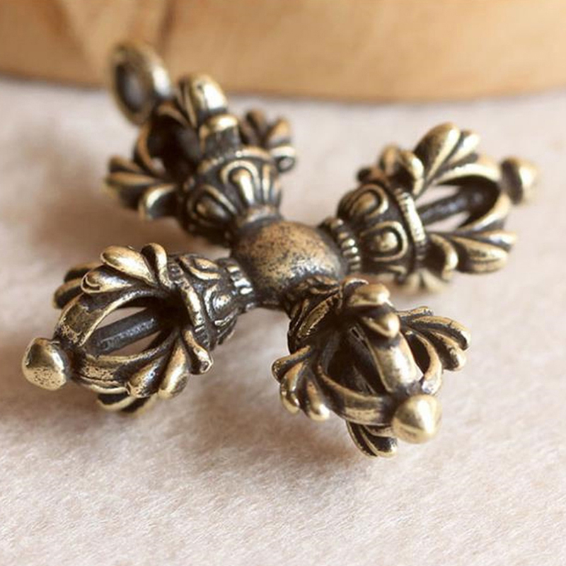 Vintage Brass Cross Vajra Diamond Pestle Key Chain Pendant Car Bag ...