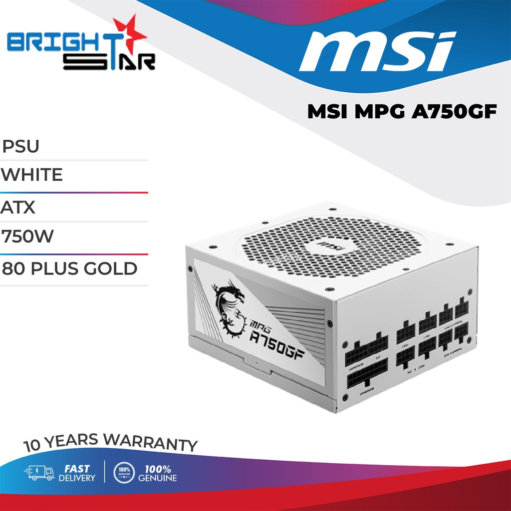 PSU / MSI MPG A750GF / WHITE / ATX / 750W / 80 PLUS GOLD / 10Y WARRANTY / | Lazada