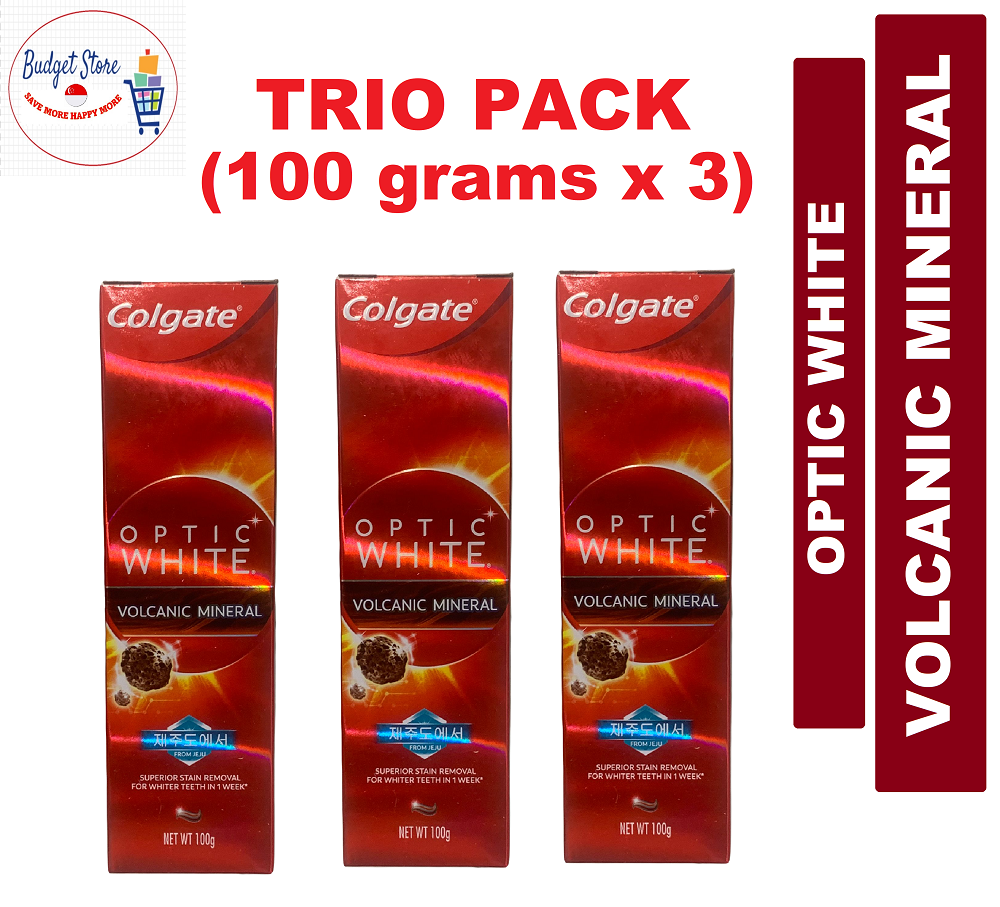 Colgate Optic White Volcanic Mineral (100 grams x 3) - TRIO PACK ...