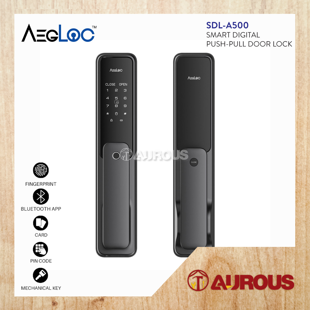 ARMOR AEGLOC DIGITAL FINGERPRINT SMART DIGITAL PUSH PULL DOOR SECURITY ...
