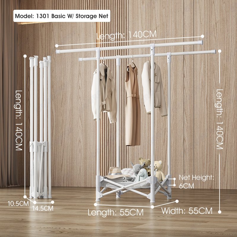 ODOROKU Foldable & Free Standing White Clothes Clothes Laundry Rack ...