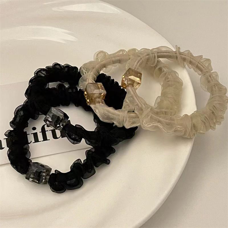 Small Fragrance Mesh Crystal Small Intestine Ring Light Luxury Head ...