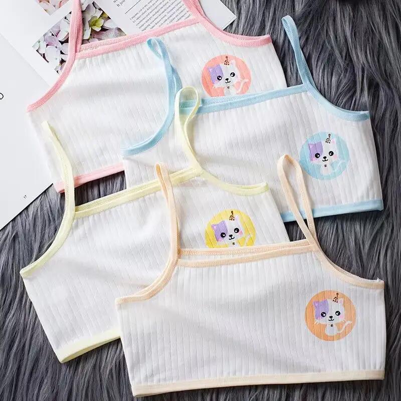 4pcs/set Lace Cotton Young Girls Training Bra Kids Vest Teens Teenage ...