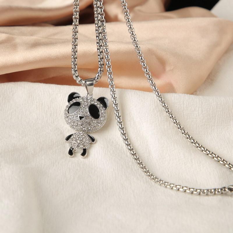 Full Diamond Cute Little Panda Necklace Light Luxury Niche Hip Hop ...