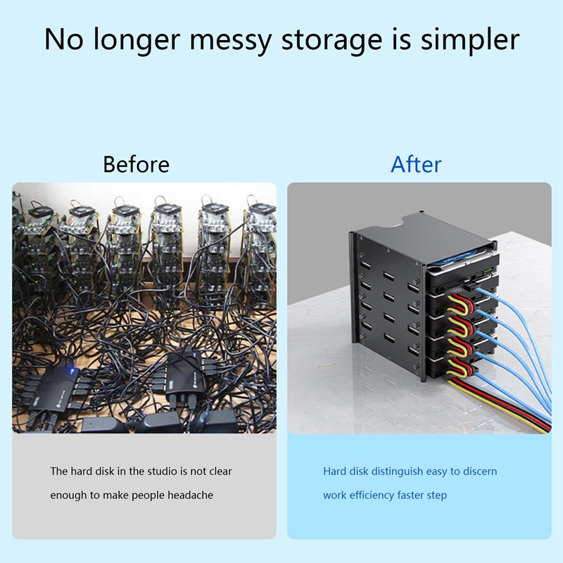 3.5 Inch HDD Hard Drive Cage 5X3.5 Inch HDD Cage Rack DIY Hard Disk Box ...