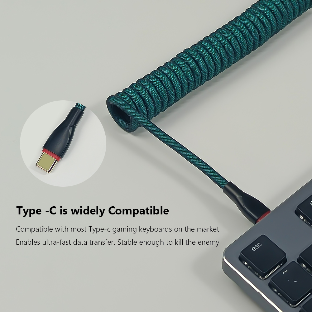 Type C Usb 1.8m Mechanical Keyboard Coiled Cable Wire Computer ...