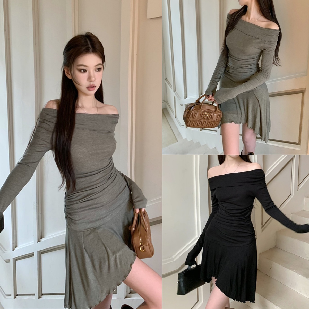 Luna Shopกระโปรงกระโปรงแฟชั่น ญ ชุดเดรสเปิดไหล่เซ็กซี่พร้อมการจับจีบไม่ ...