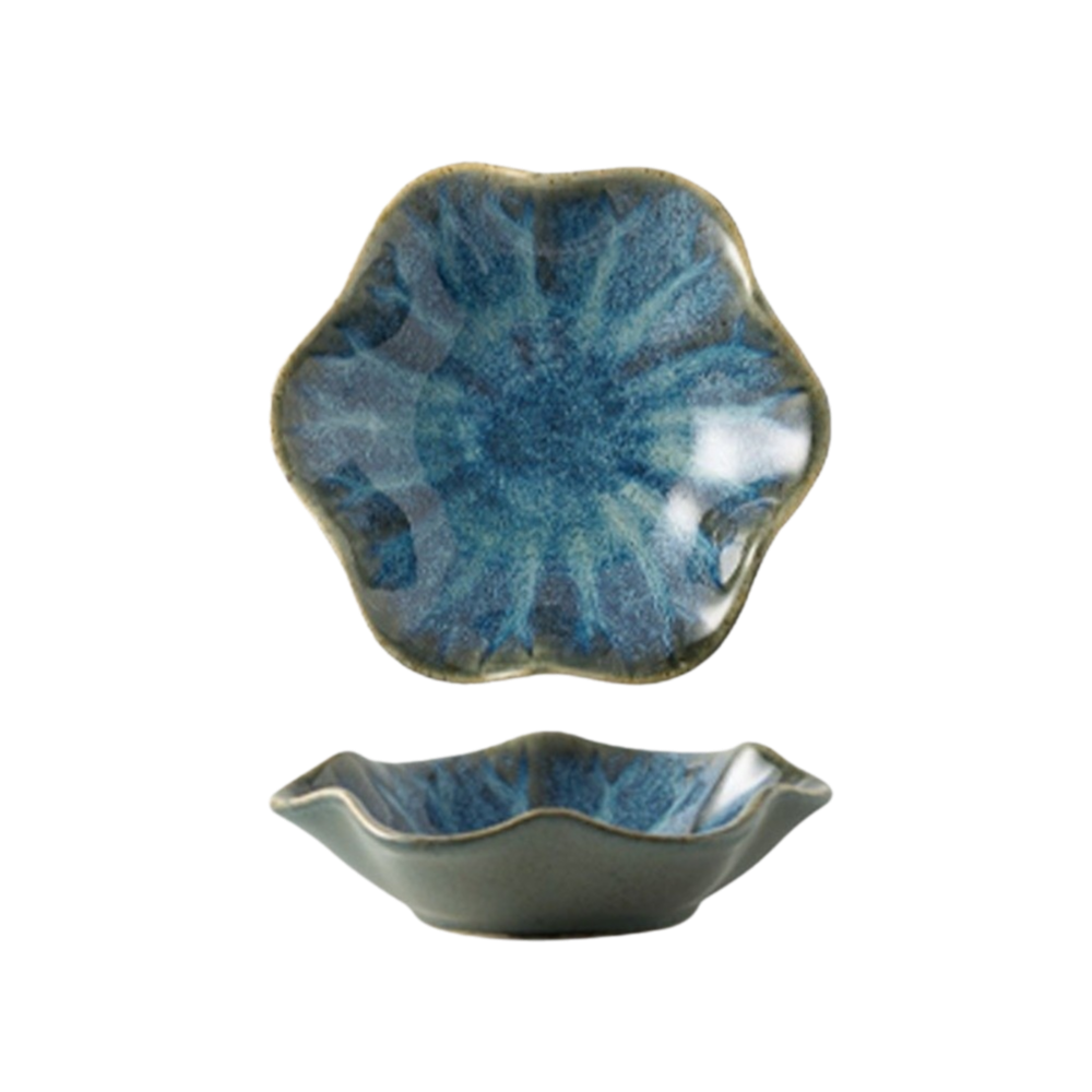 Multi-functional Japanese Style Ceramic Dipping Dish Lotus-shaped Retro ...