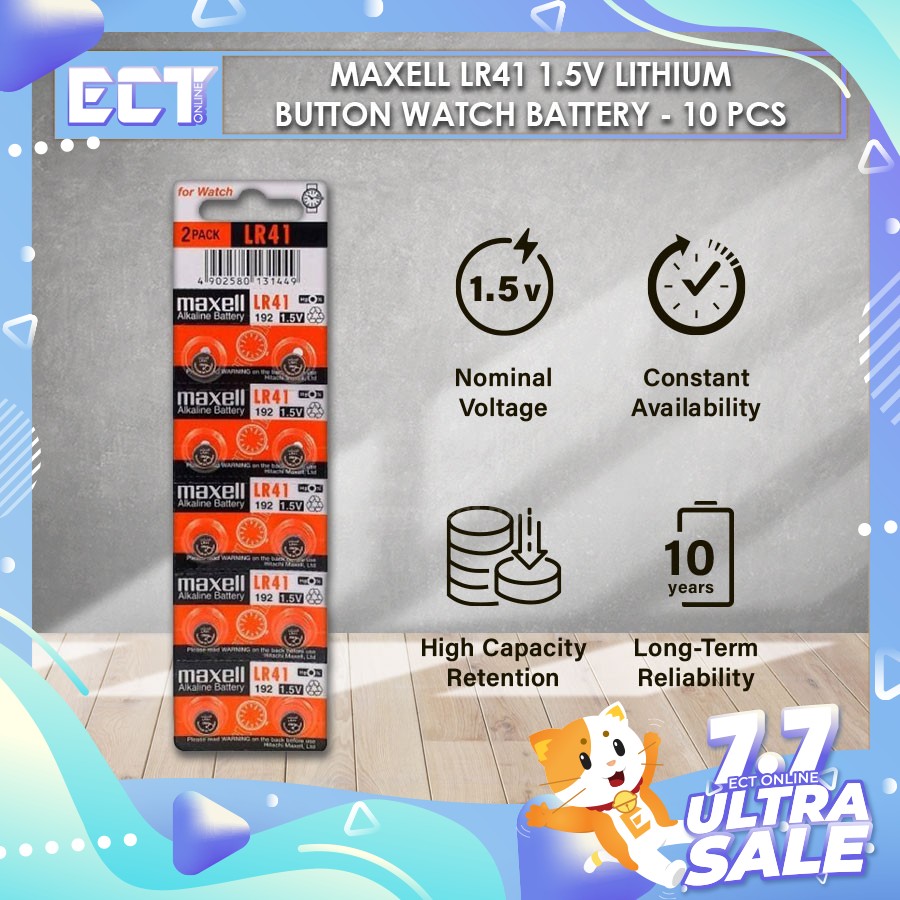 Maxell LR41 LR44 LR1130 1.5V Lithium Button Watch Battery - (2 Pcs / 10 Pcs) | Lazada