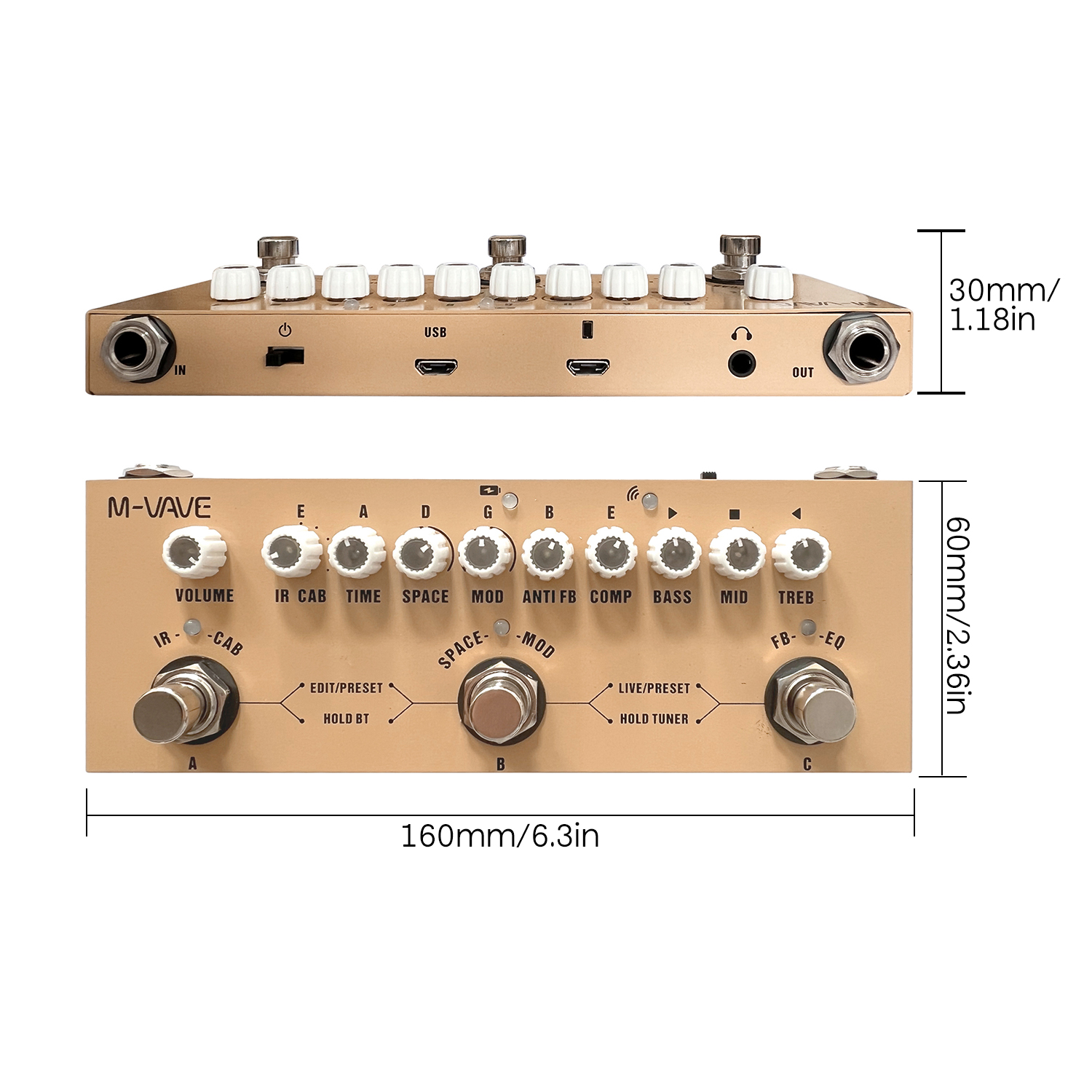 การจัดส่งที่รวดเร็วของสต็อกในท้องถิ่น M-VAVE CUBE AC กีตาร์อะคูสติกแบบ ...