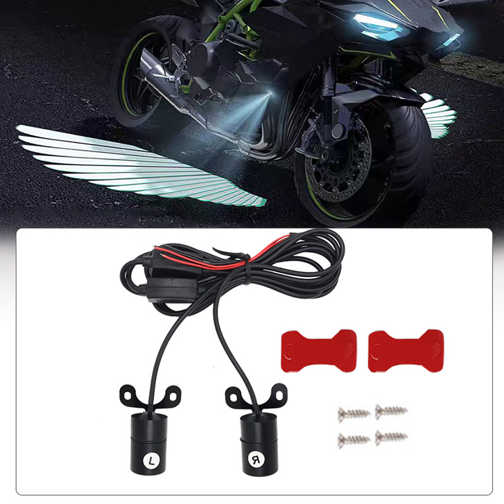 FG Pair Motorcycle LED Welcome Light Angel Wings Style Projection ...