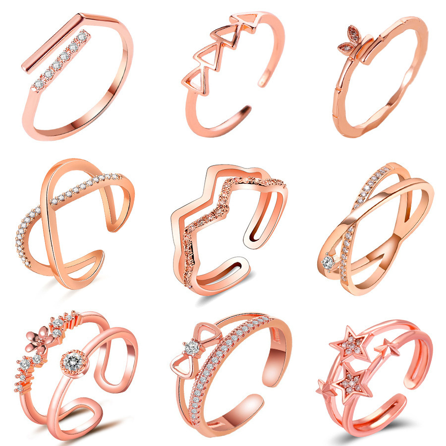 【I was hyped up】Rose Gold Open Ring Women Ins Style Creative Design ...