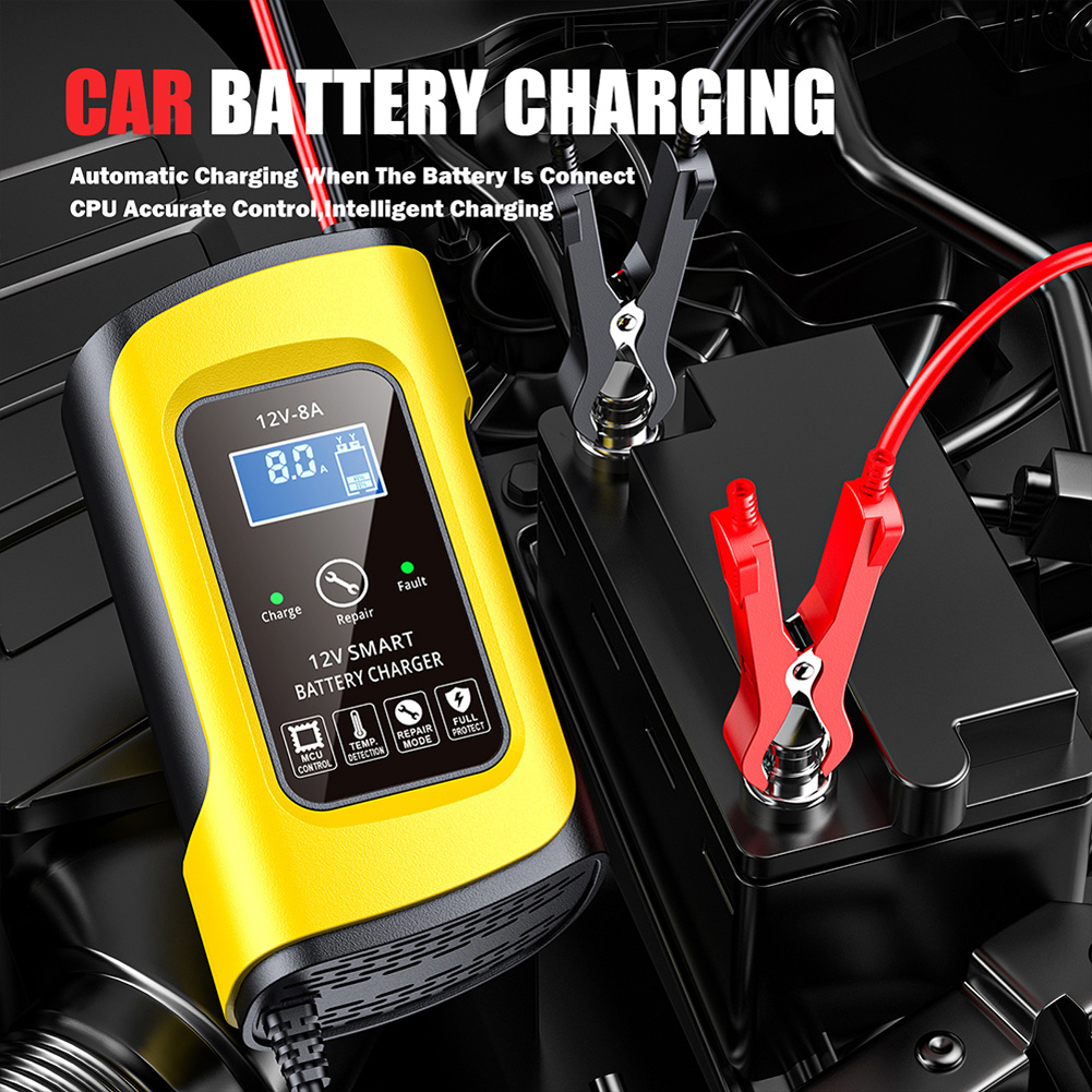 12V 8A Car Battery Charger 3 Stage Charging Intelligent Battery Charger ...
