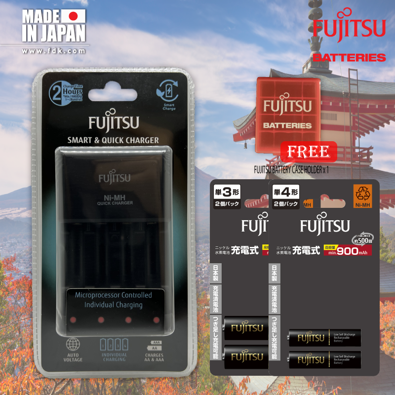 Fujitsu Pro Smart & Quick Charger 4 Slots AA / AAA Individually ...