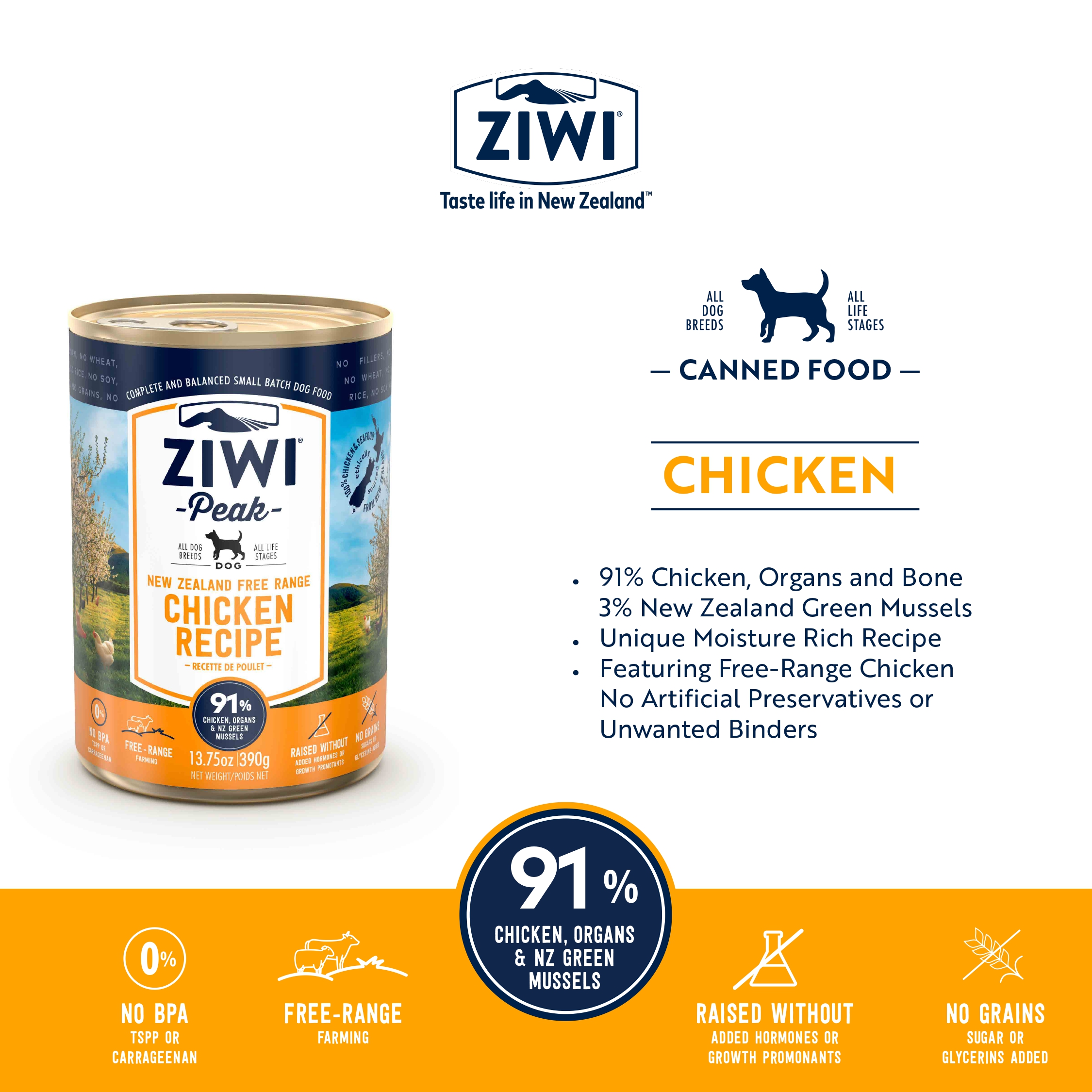 Ziwi Peak Wet Dog Food (390g x 12) | Single Protein, Complete Diet, Meal Topper, Carton Deal ...