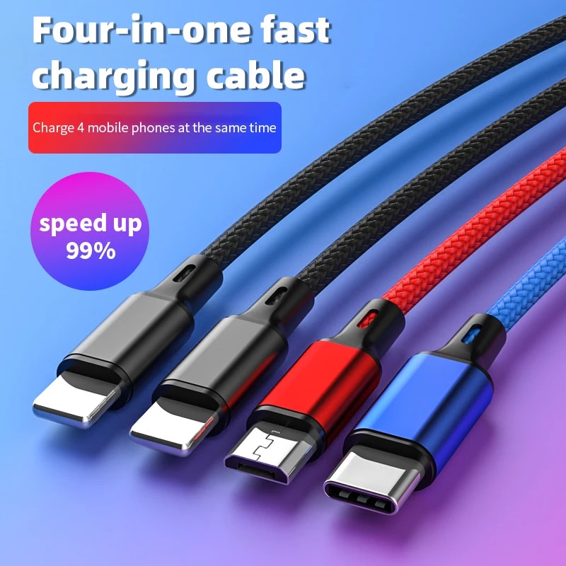 Gentlemange 1.2M Double Type C 4 in 1 USB Charger Cable Charging Cord ...