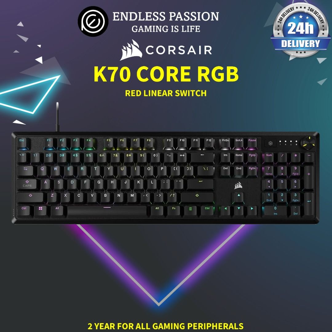 CORSAIR K70 CORE RGB Mechanical Gaming Keyboard - Pre-lubricated ...