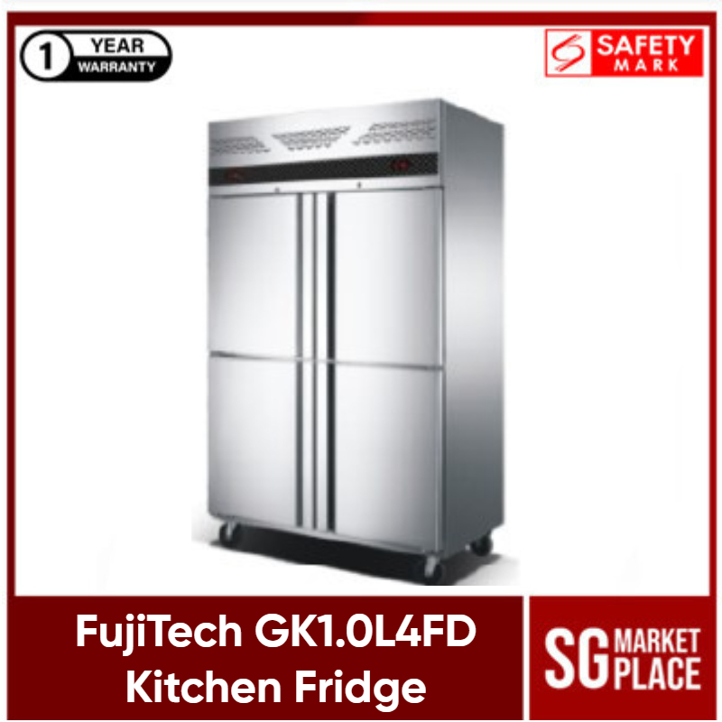 FujiTech GK1.0L4FD Kitchen Fridge. Steel 4 Door UP DOWN Freezer. Safety ...