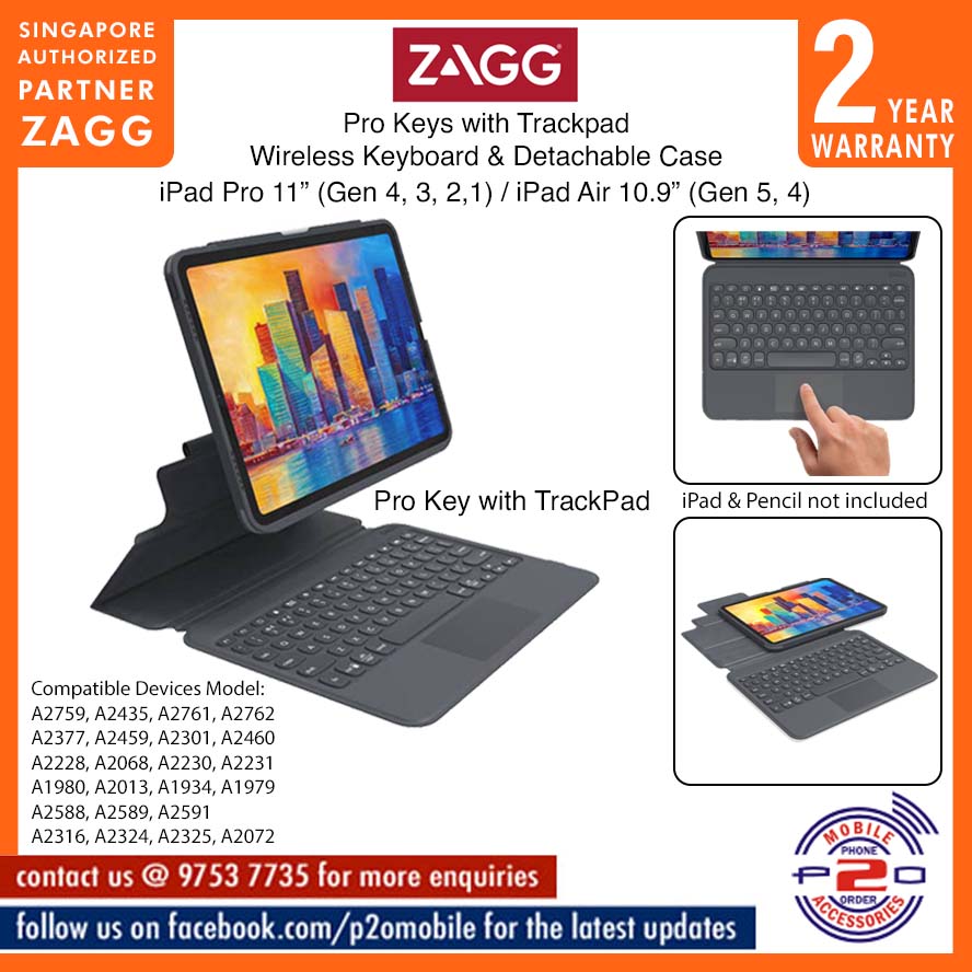 ZAGG Pro Keys with Trackpad Wireless Keyboard & Detachable Case for ...