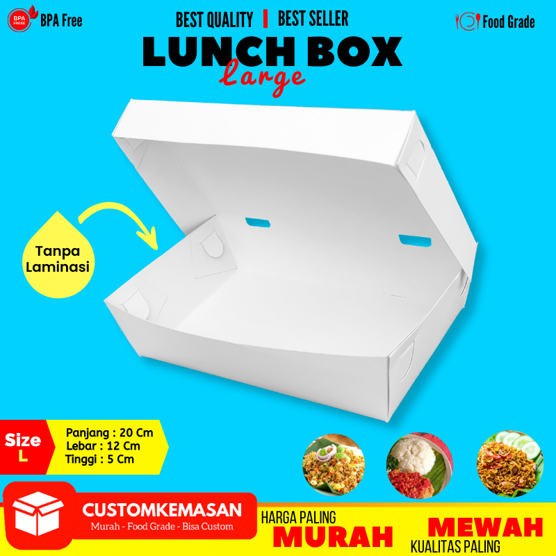 Lunch Box Paper L Ivory Isi 50 Pcs / Lunch Box / Kardus Makanan ...