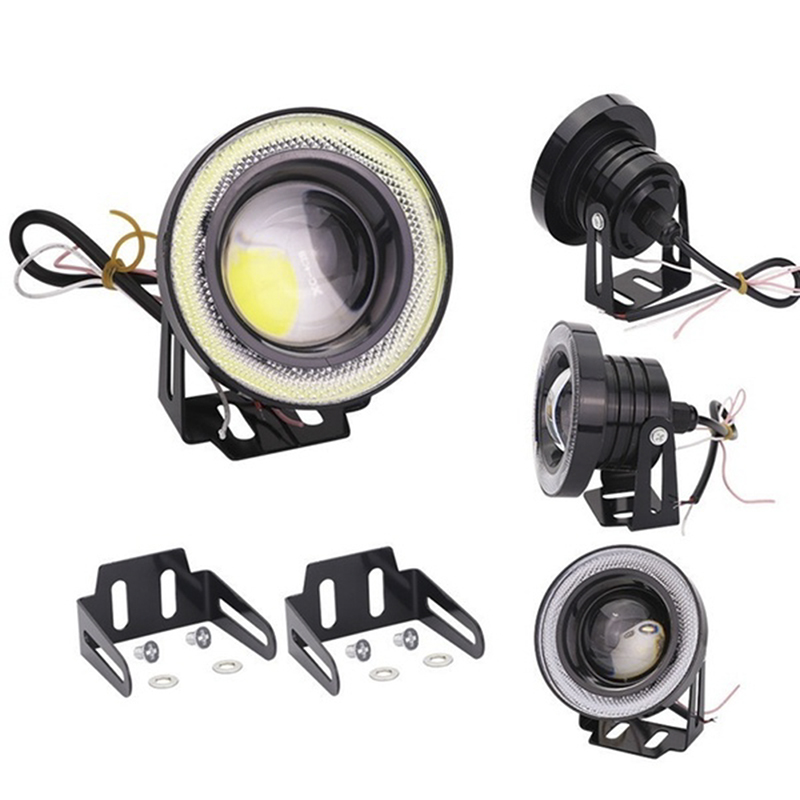 2.5'' 15W Car White COB LED Projector Angel Eyes Blue Ring DRL Fog Light Lamp | Daraz.com.np