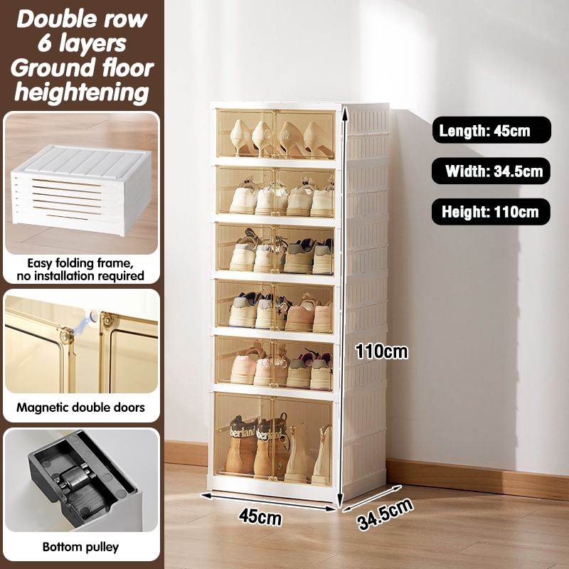 Free installation of shoe box Integrated folding shoe cabinet ...