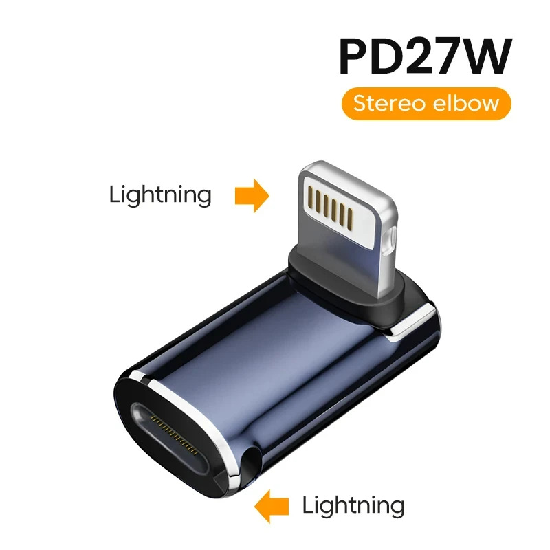 Elbow 90 Degree USB Type C To Lightning Adapter PD 27W Lightning Male ...