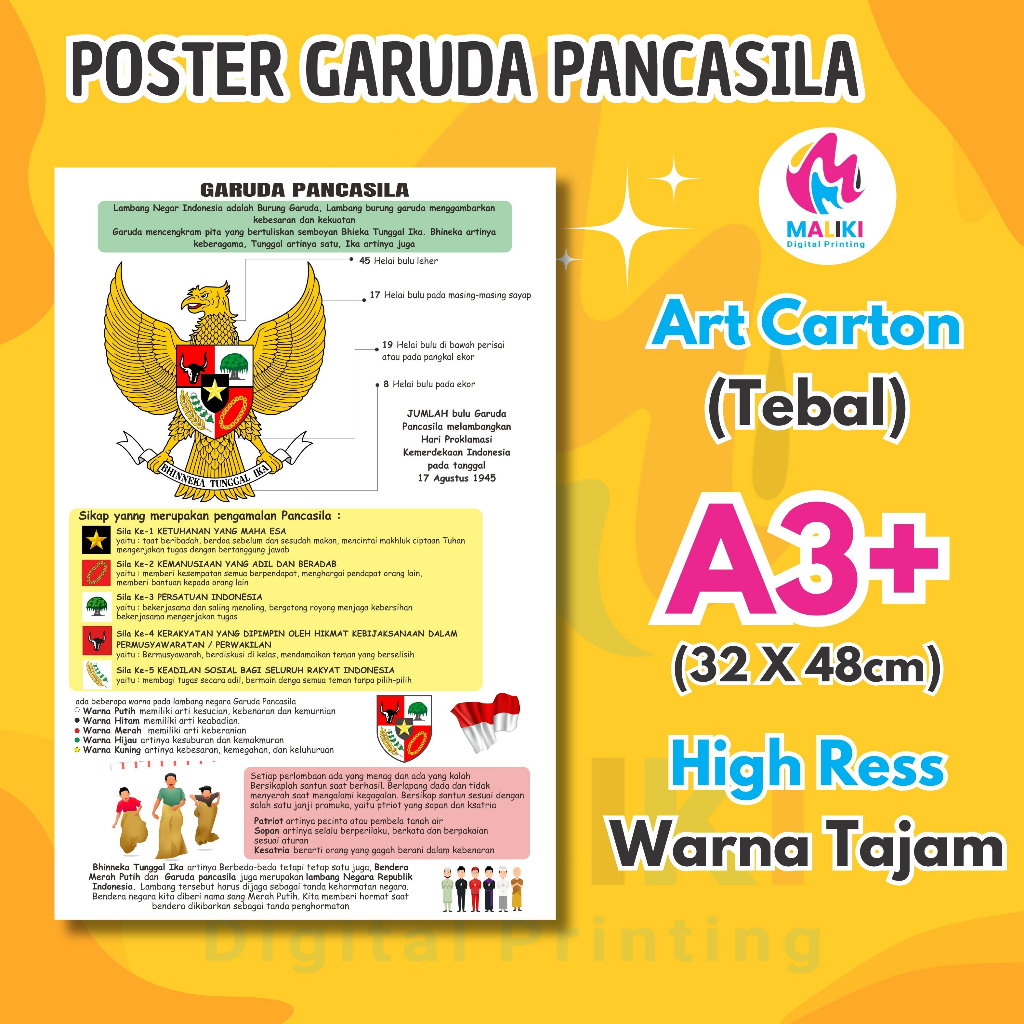 Premium Poster Garuda Pancasila - Poster Edukasi Anak - Poster belajar ...