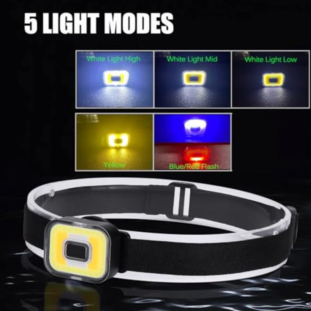 Mini Headlamp Red Blue Light COB Headlamp Super Bright Adjustable ...