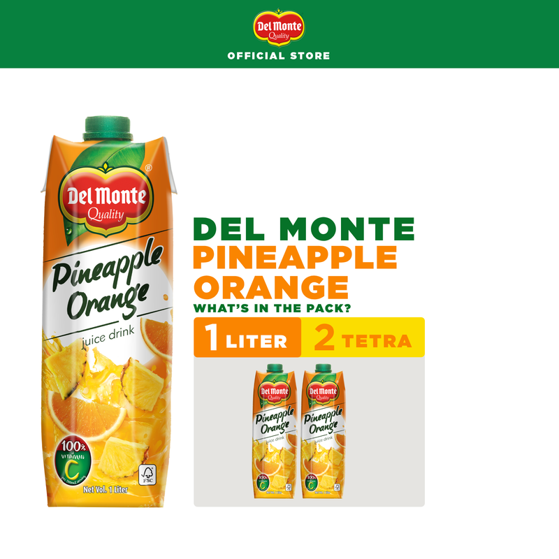 DEL MONTE Pineapple Orange Juice Drink with Real Fruits and 100% ...