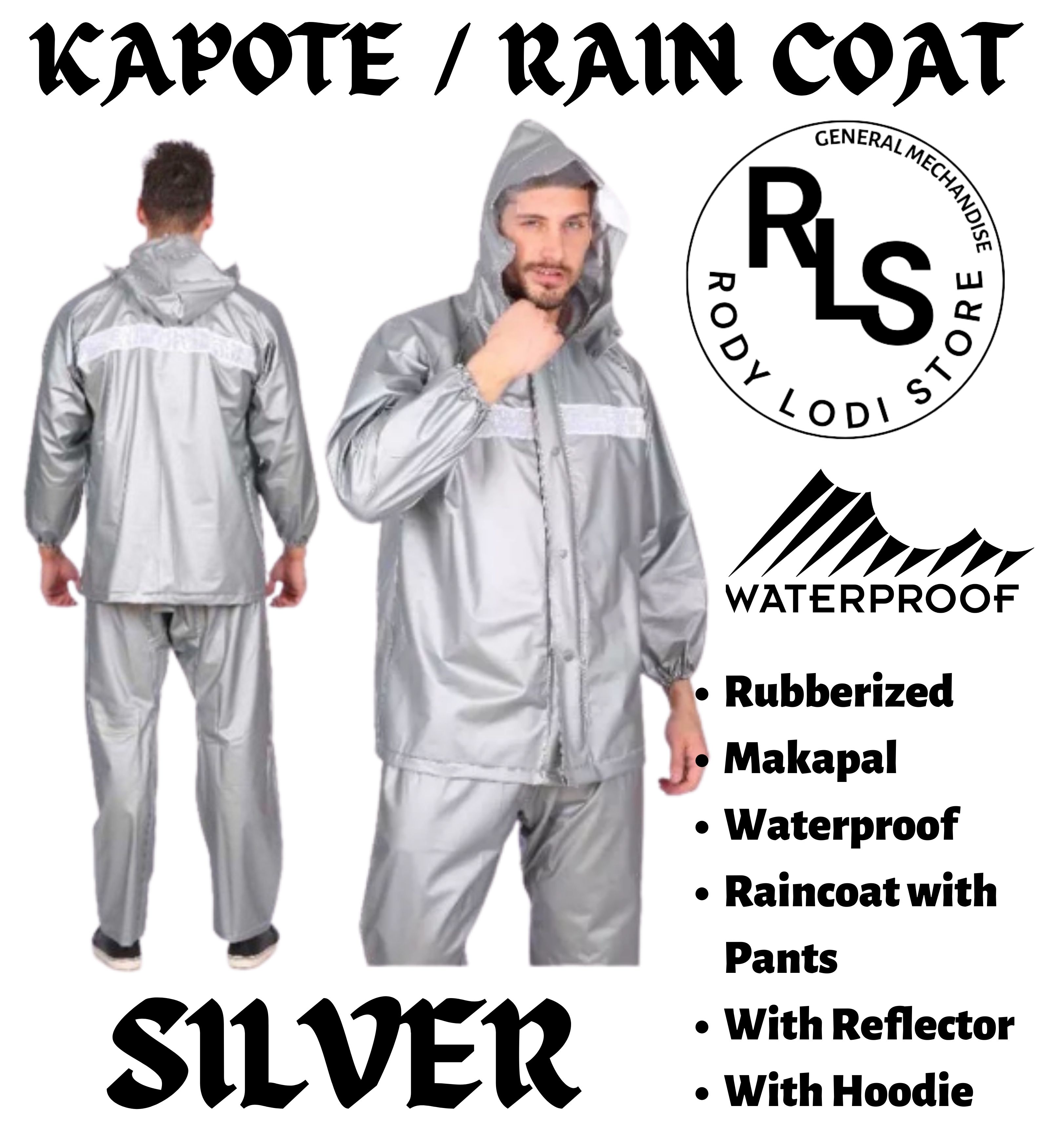Rain Coat / Kapote - Silver ( Terno ) With Hoodie & Reflector | COD ...