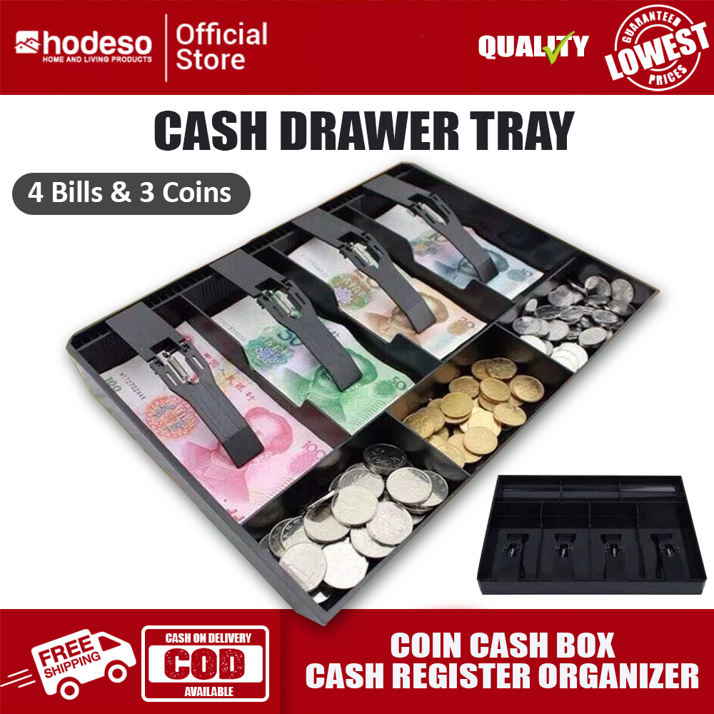 Hodeso Cashier Cash Drawer Tray, 4 Bill 3 Coin tray Cash Register ...