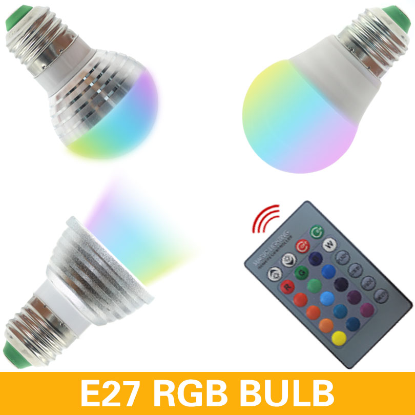【TopazTrove】E27 E14 GU10 LED RGB Bulb lamp AC110V 220V 9W LED RGB Spot ...