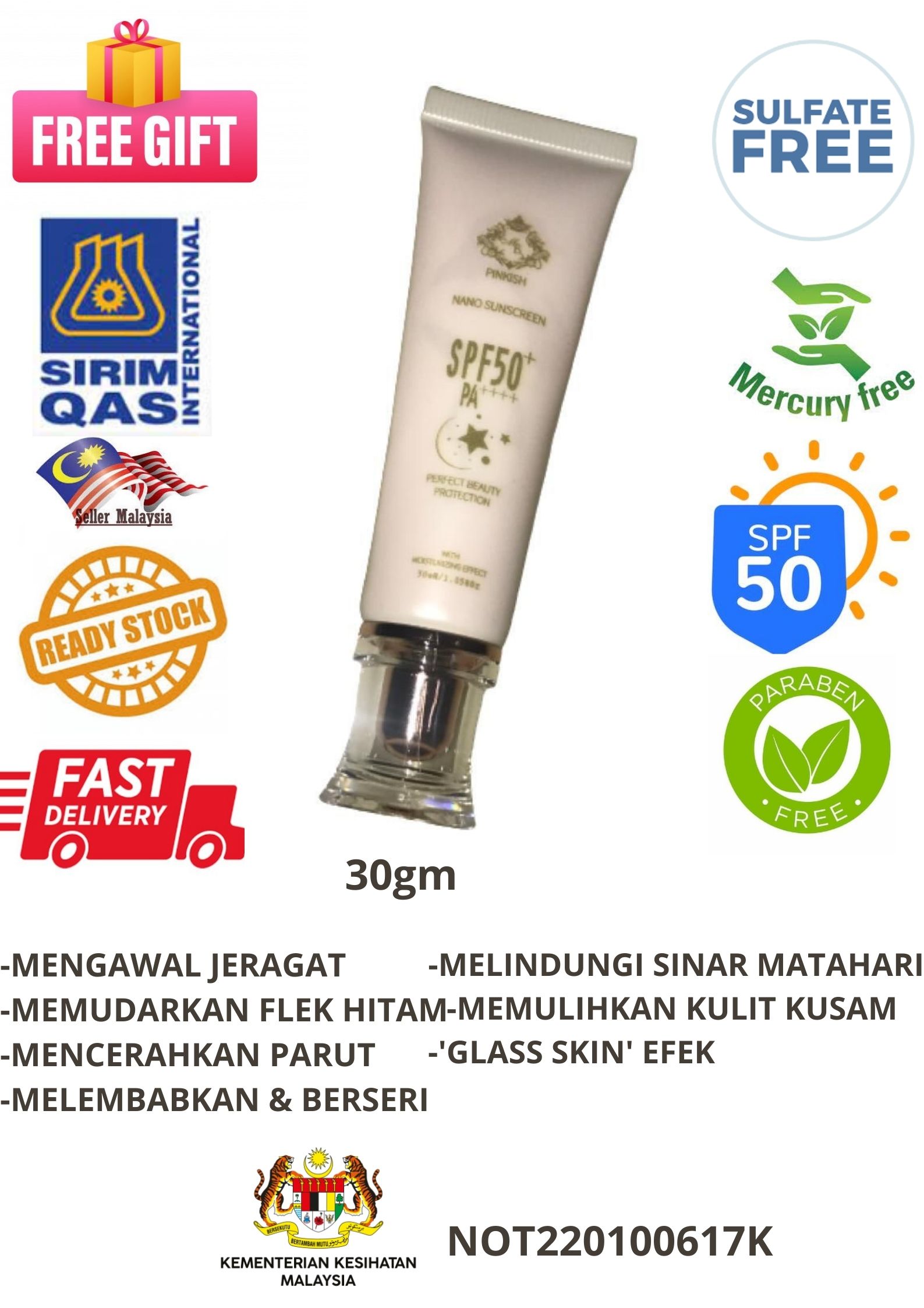 NANO SUNSCREEN Pinkish SPF50+ With MOISTURISER 30Gm | Lazada