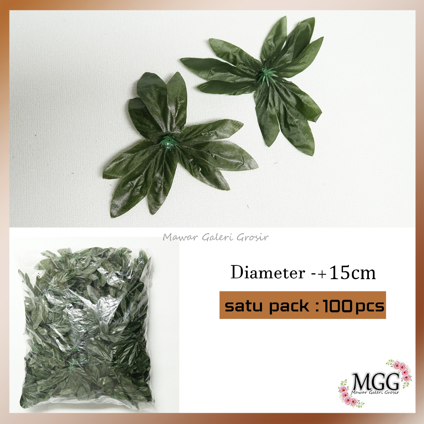 Daun Rose Segi (1 Pack : 100 pcs) / Daun Bunga / Daun Plastik / Daun ...