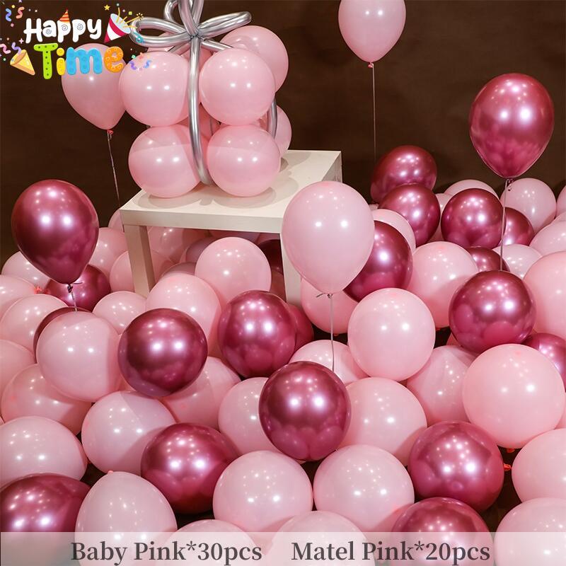 COD 50pcs Pink Balloons Set Valentines Wedding Party Needs Anniversary ...