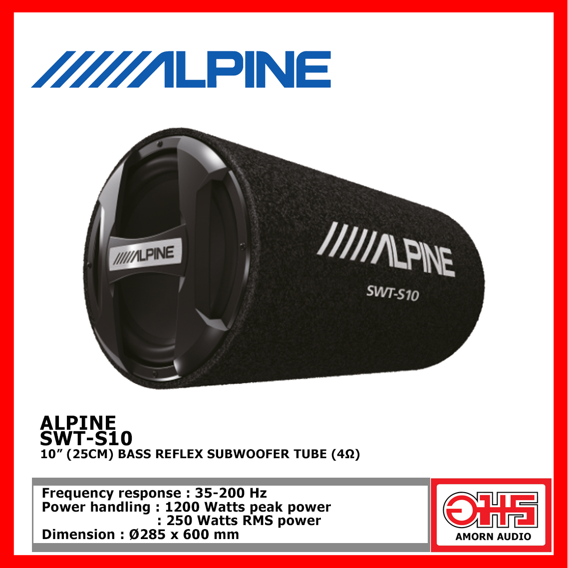 ALPINE SWT-S10 10” (25CM) BASS REFLEX SUBWOOFER TUBE (4Ω) ทิวบ์ซับวูฟเฟ ...
