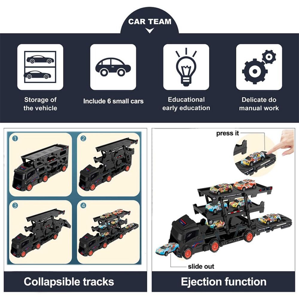 Simulation Diecast Metal Alloy Trailer Model Transport Vehicle Movable ...