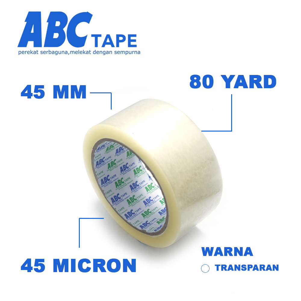 Lakban ABC Tape Lebar 45 mm - Tebal 45 Micron - Panjang 80 Yard ...