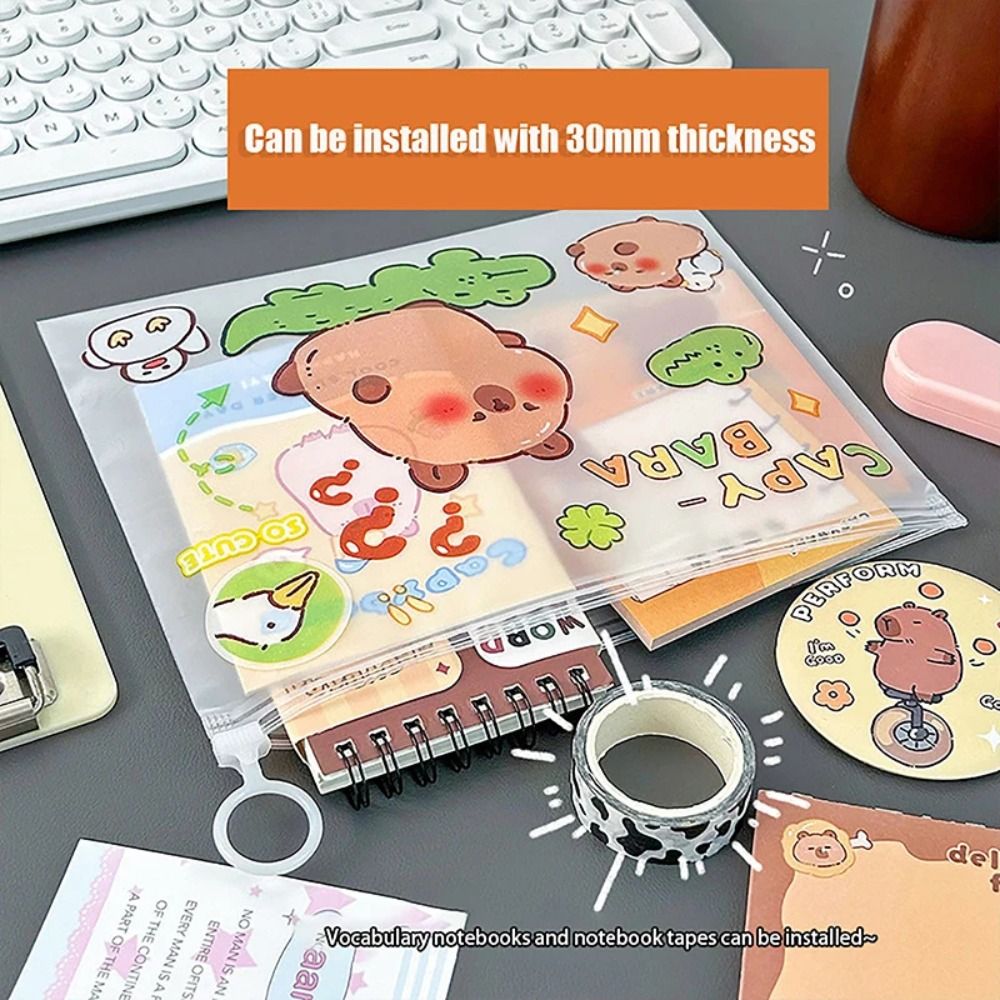 Funny Large-capacity Capybara Transparent File Bag Zippered Light and ...