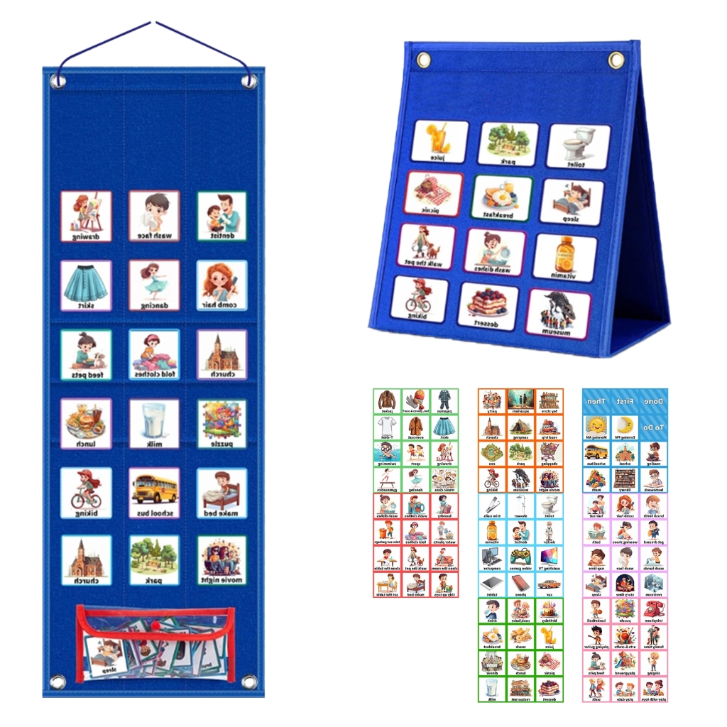 Kids Daily Schedule Chart 18+1 Pocket Visual Schedule Chart Visual ...