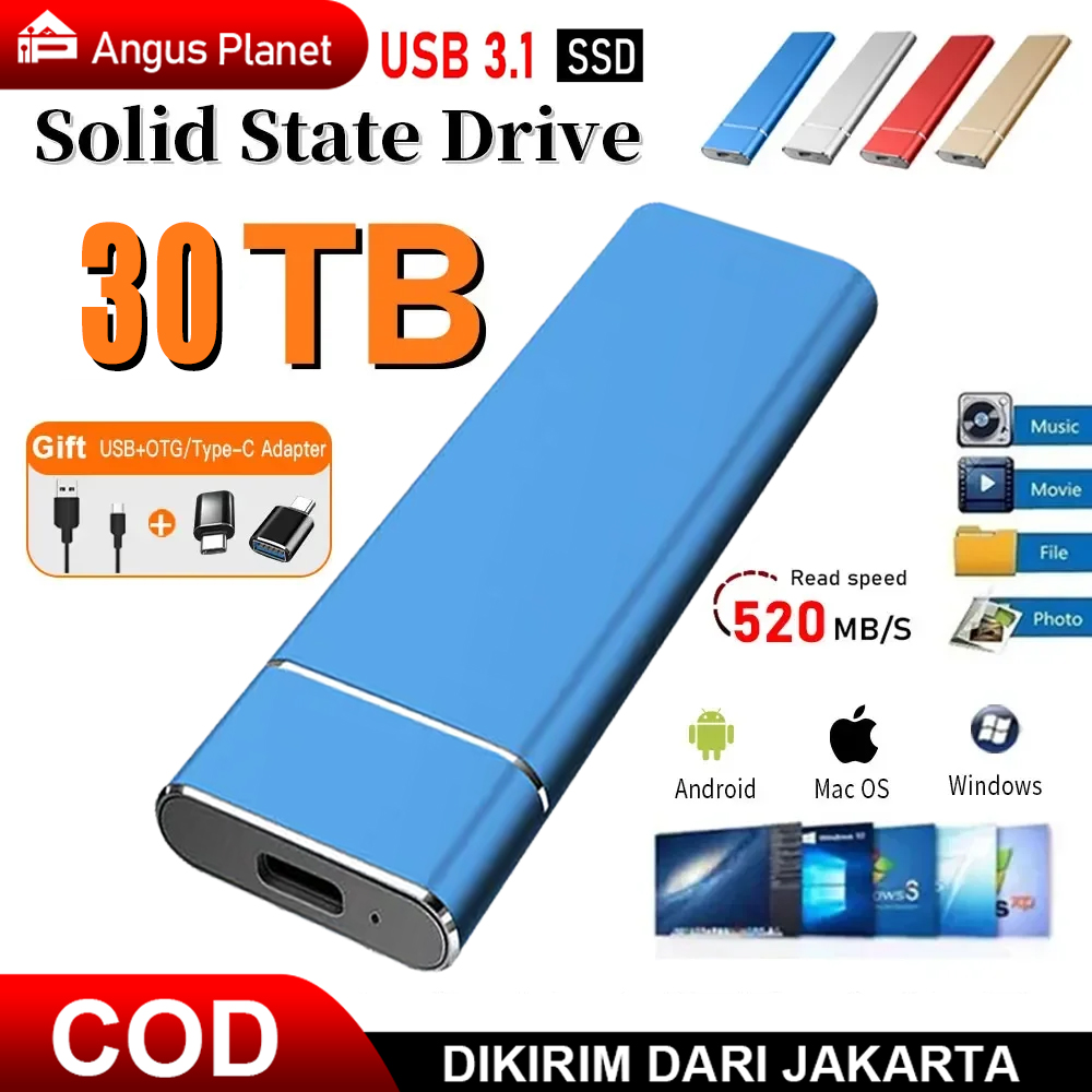 30TB Portable SSD Eksternal Sho M.2 Dengan Kapasitas 1TB/4TB Dan Kecepatan Tinggi USB 3.1 C ...